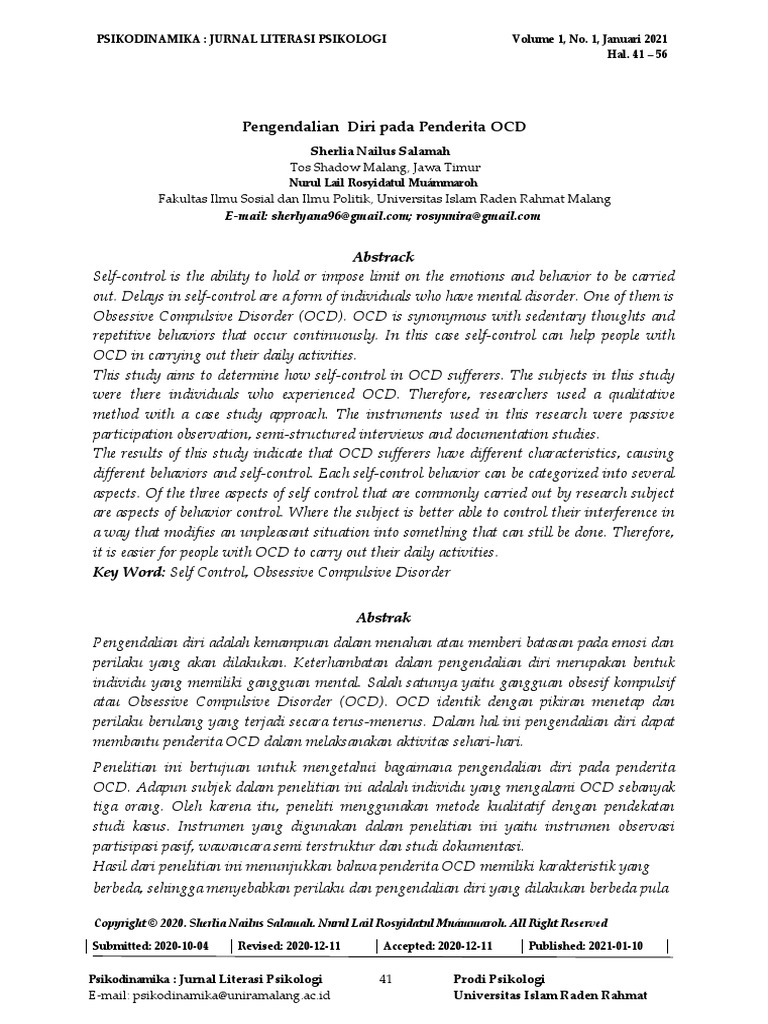 Pengendalian Diri Pada Penderita Ocd 3875cf90 | PDF | Obsessive–Compulsive Disorder | Self ...