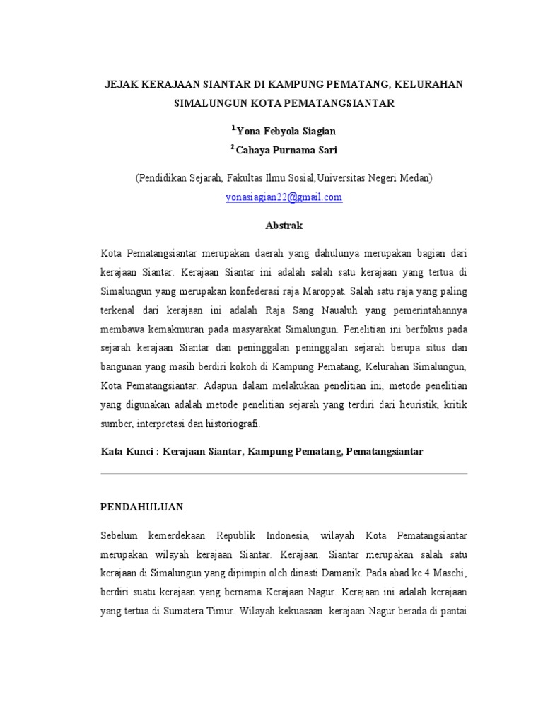 Jejak Kerajaan Siantar di Simalungun | PDF | Sejarah | Ilmu Sosial