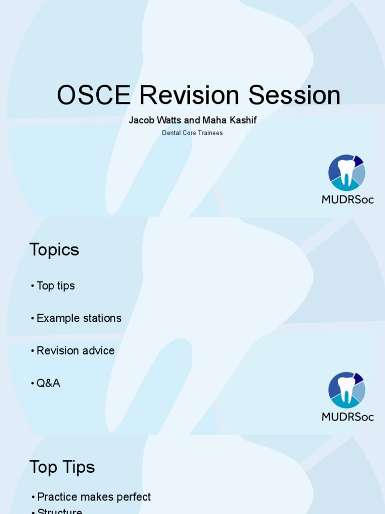 OSCE Revision Session: Jacob Watts and Maha Kashif | PDF | Diseases And ...