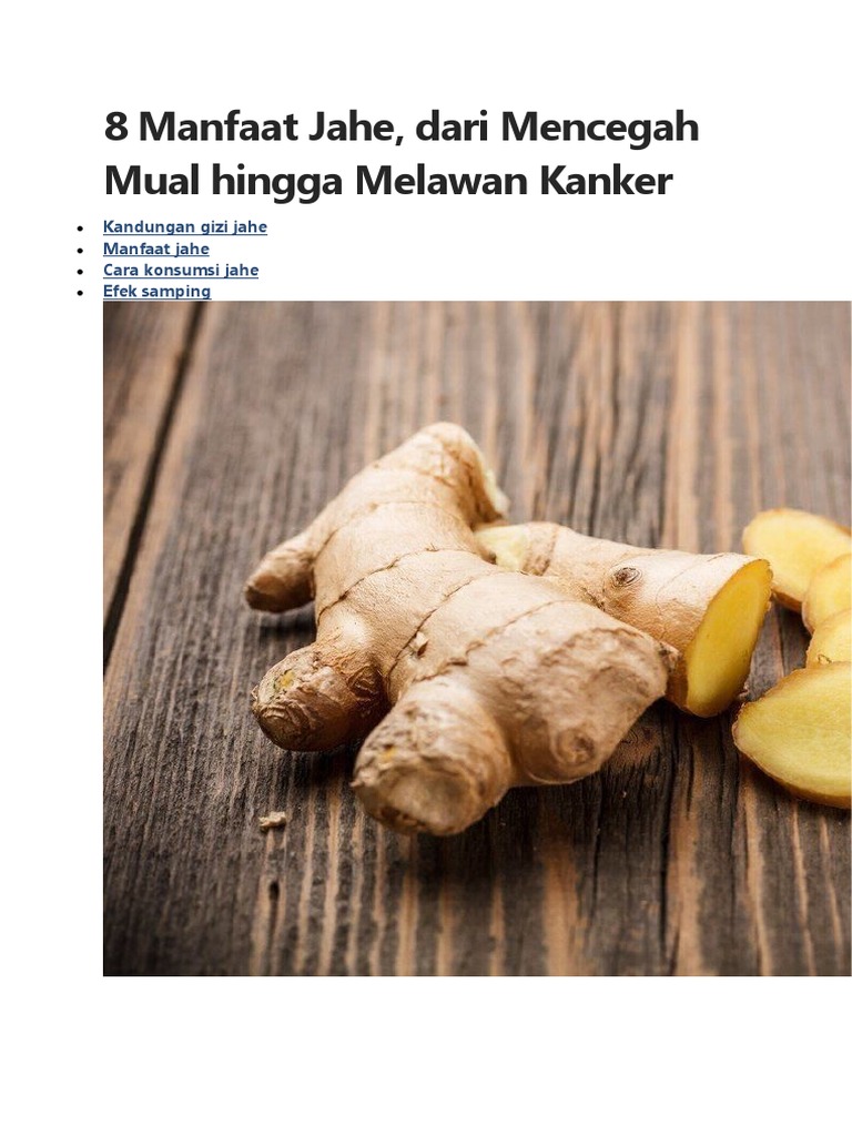 Manfaat dan Kandungan Jahe Mentah | PDF | Kesehatan Holistik