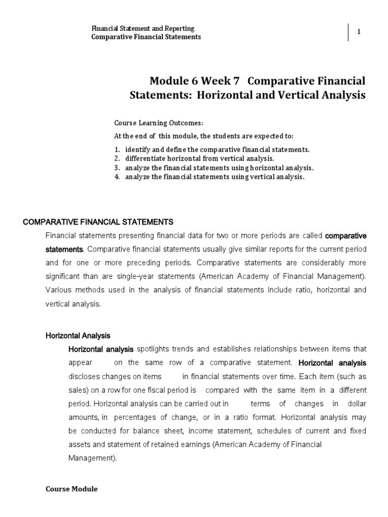 Comparative Financial Statement Analysis | PDF | Equity (Finance ...