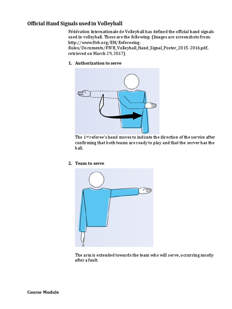 W6-Module Offical Hand Signals in Volleyball | PDF | Volleyball | Hand