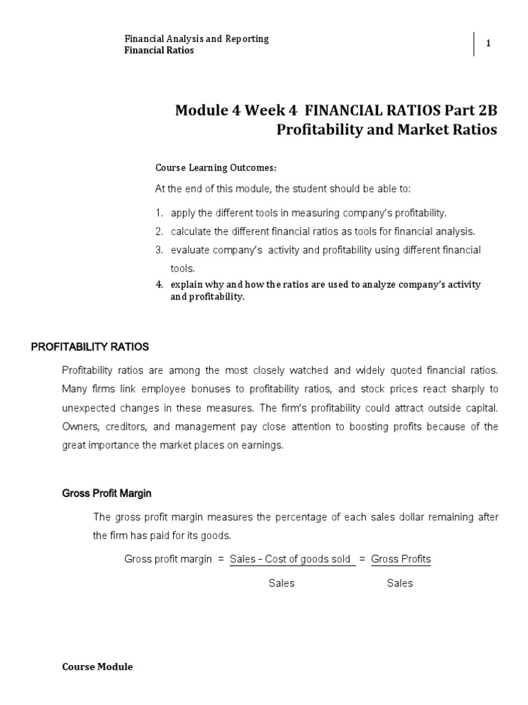 Financial Ratios Course Module | PDF | Price–Earnings Ratio | Book Value