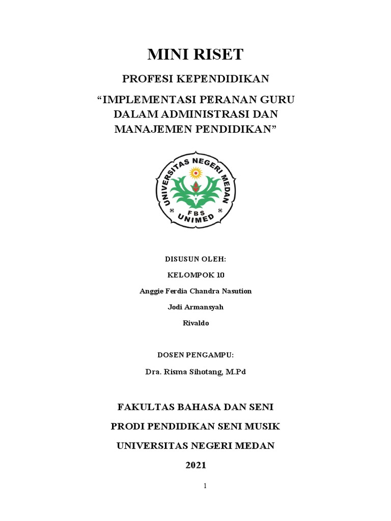 Mini Riset - Profesi Kependidikan (Kel 10) UNIMED | PDF