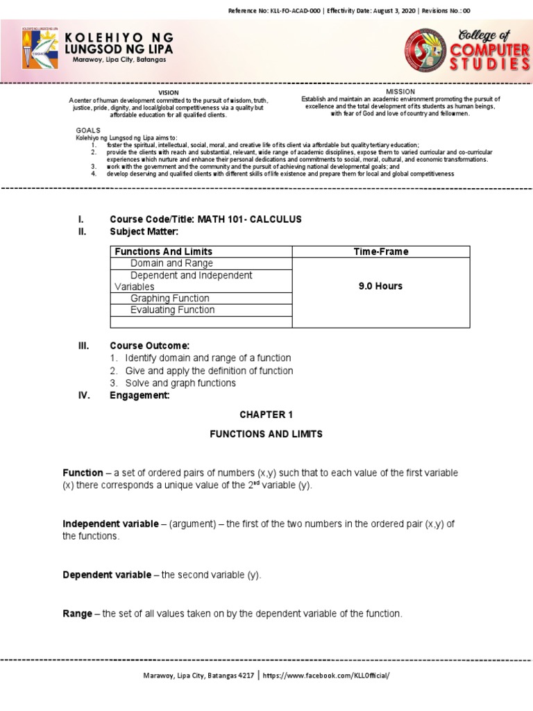 CALCULUS MODULE Chapter 1 | PDF | Cartesian Coordinate System ...
