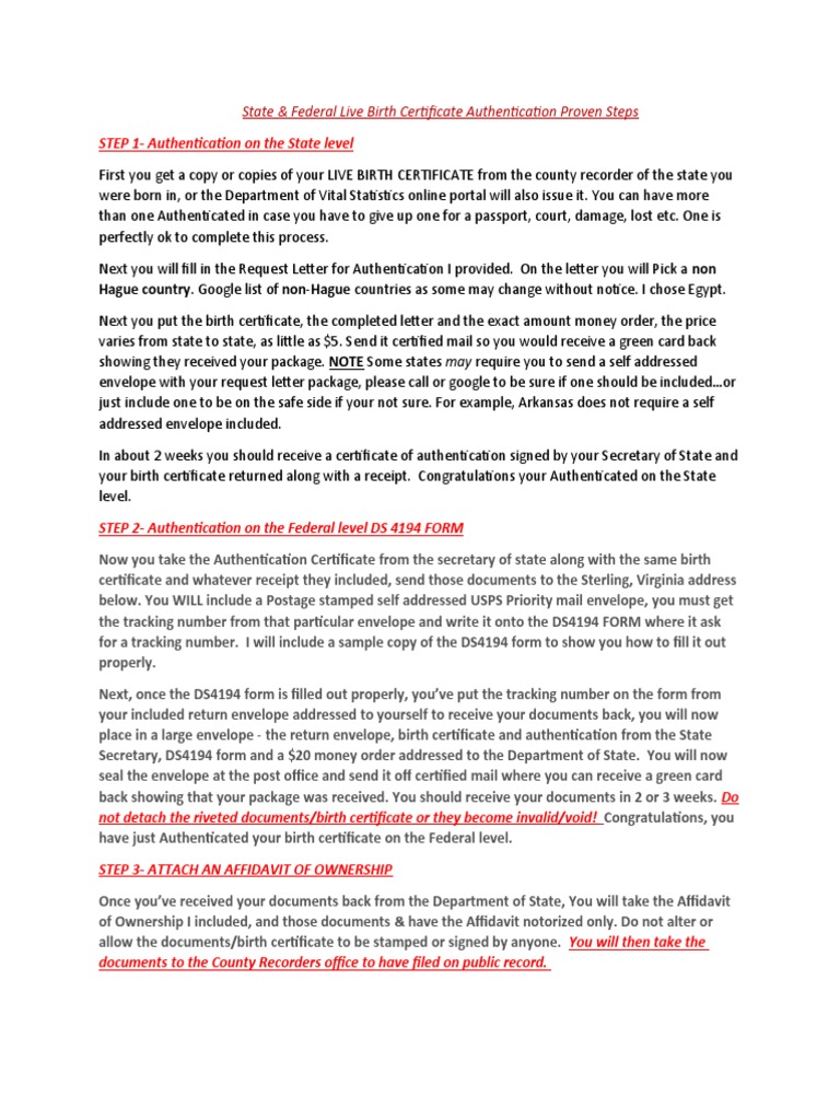 Steps 1-3 BC Authenticate Process | PDF | Affidavit | Birth Certificate