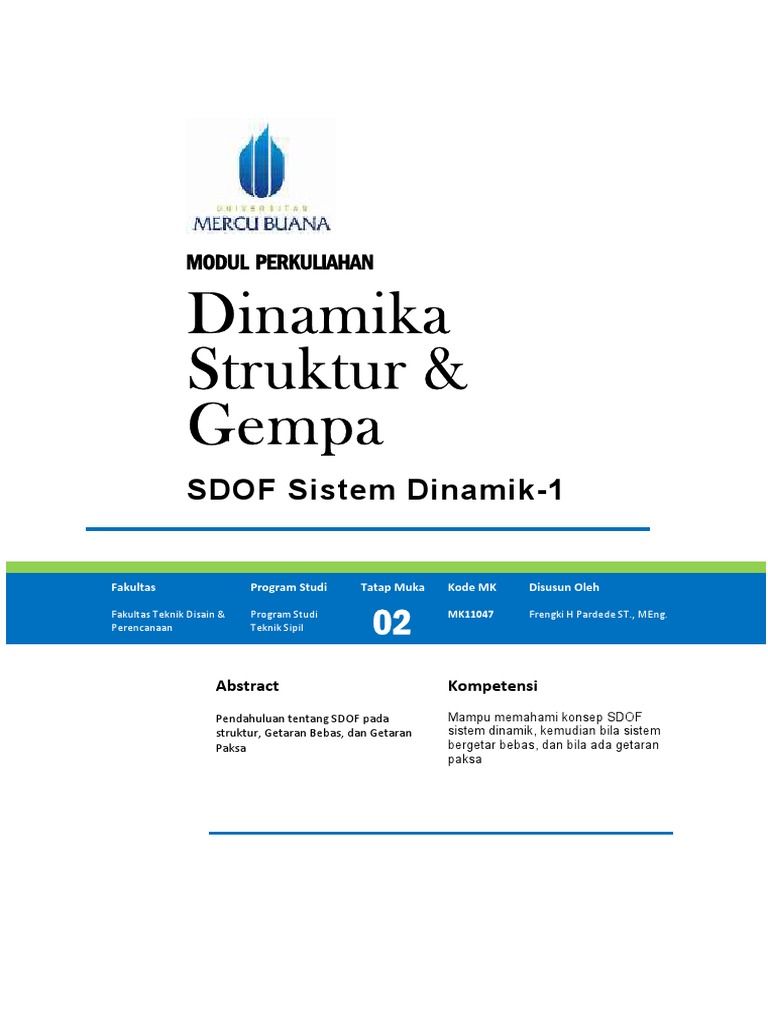 Modul Dinamika Struktur Dan Gempa (TM2) | PDF