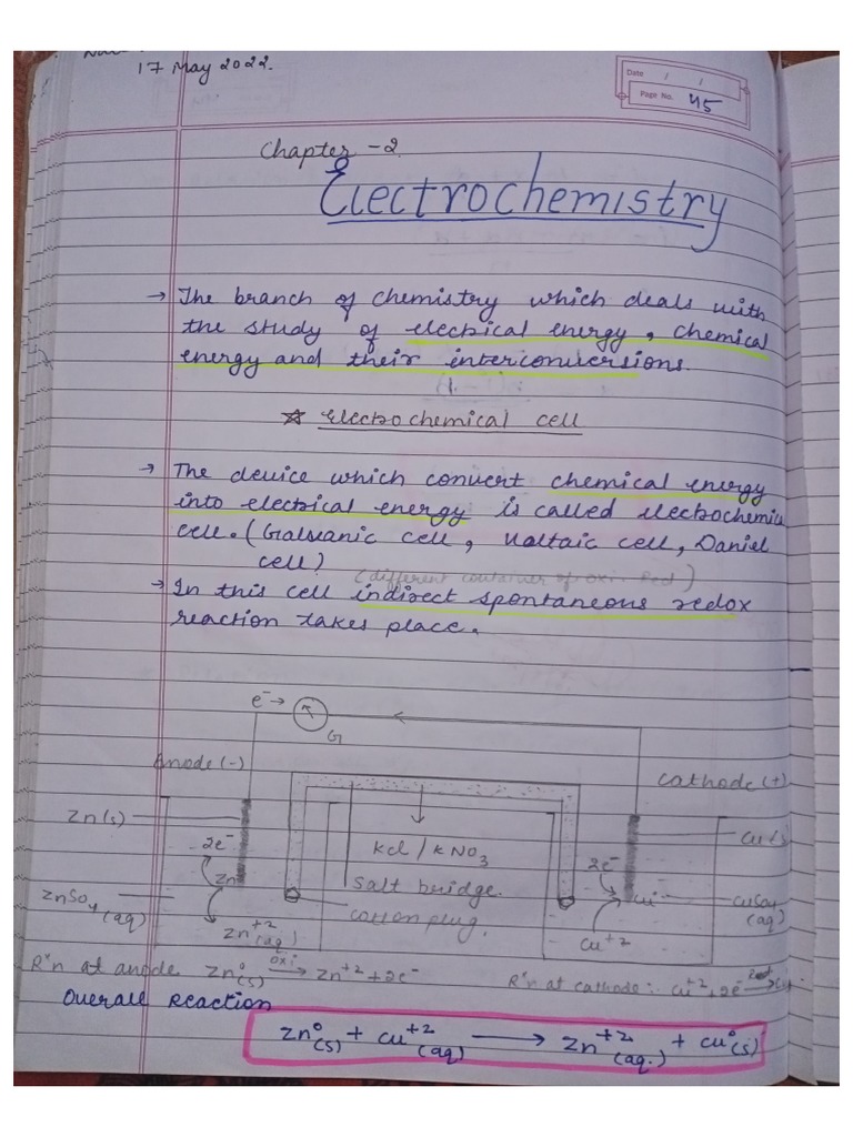 Electrochemistry Notes | PDF