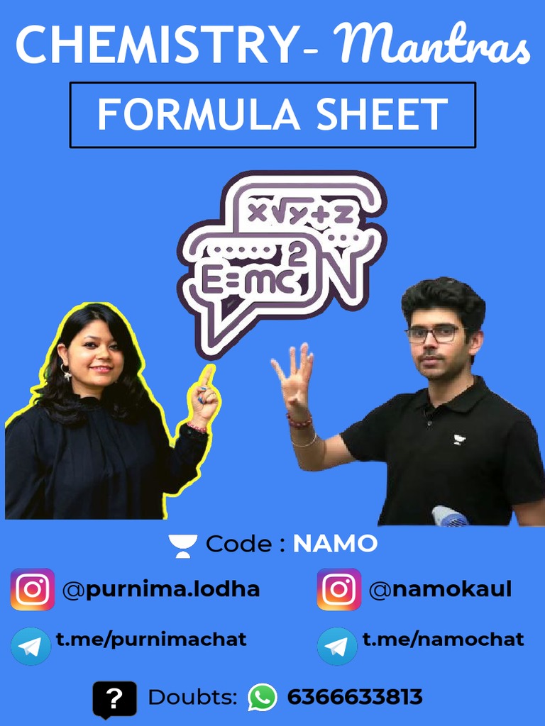 Chemistry Formula Sheet | PDF | Chemical Reactions | Alkene