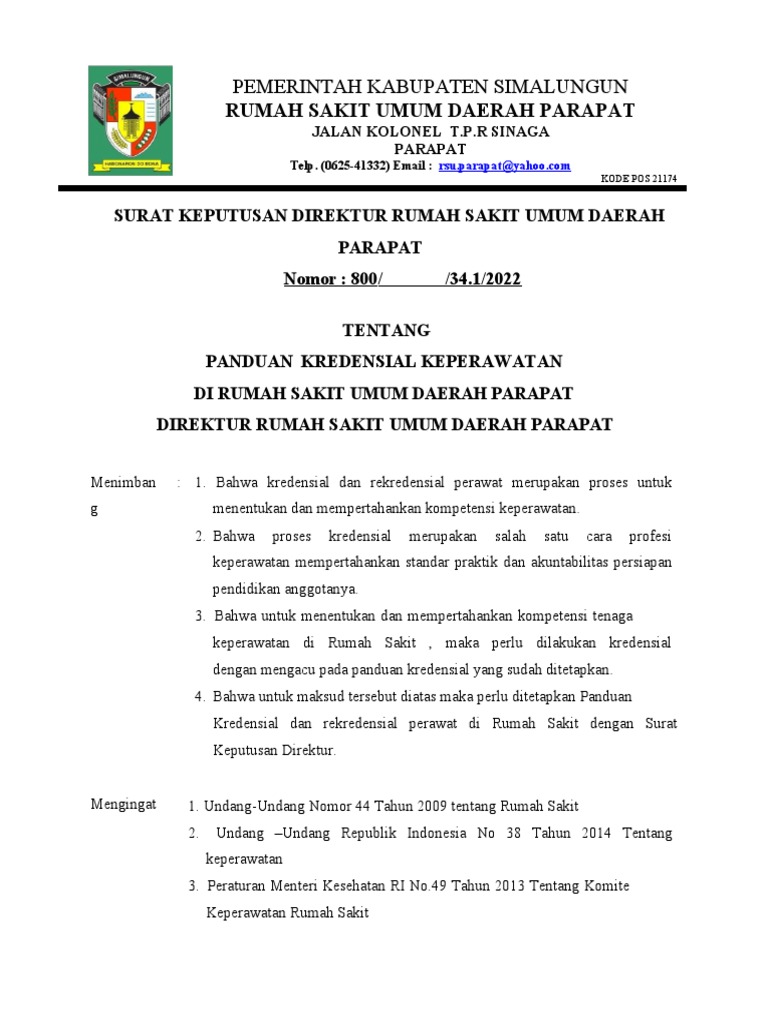 Contoh Kop Surat Rumah Sakit Umum Daerah Parapat | PDF