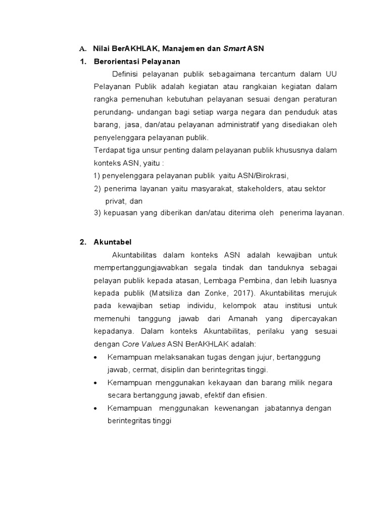 Akuntabilitas ASN dalam Nilai BerAKHLAK | PDF | Karier & Perkembangan ...