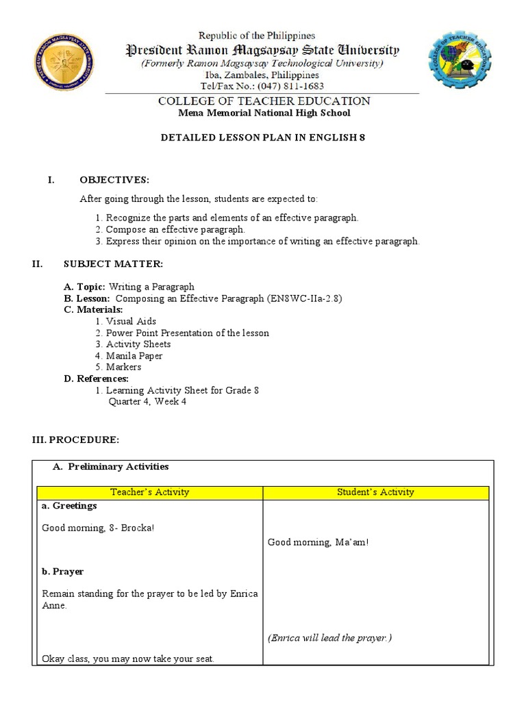 Detailed Lesson Plan | PDF | Hamburgers | Rubric (Academic)