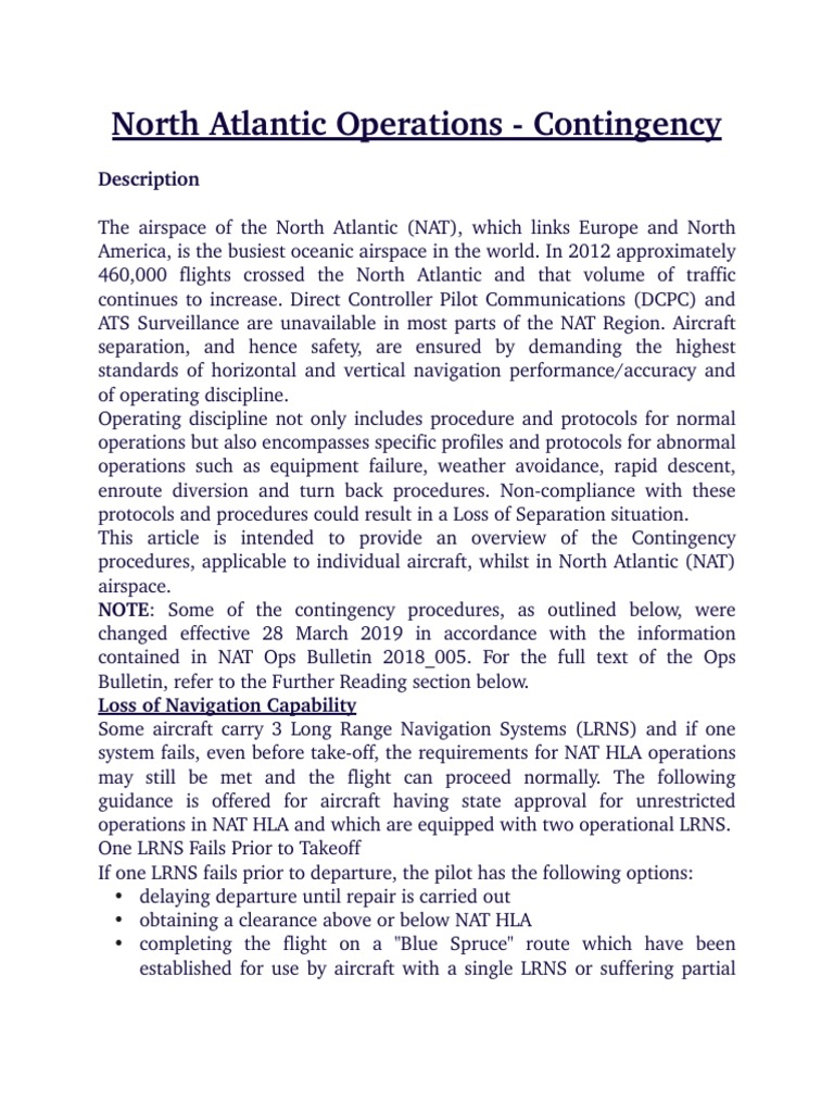 North Atlantic Operations - Contingency | PDF | Air Traffic Control ...