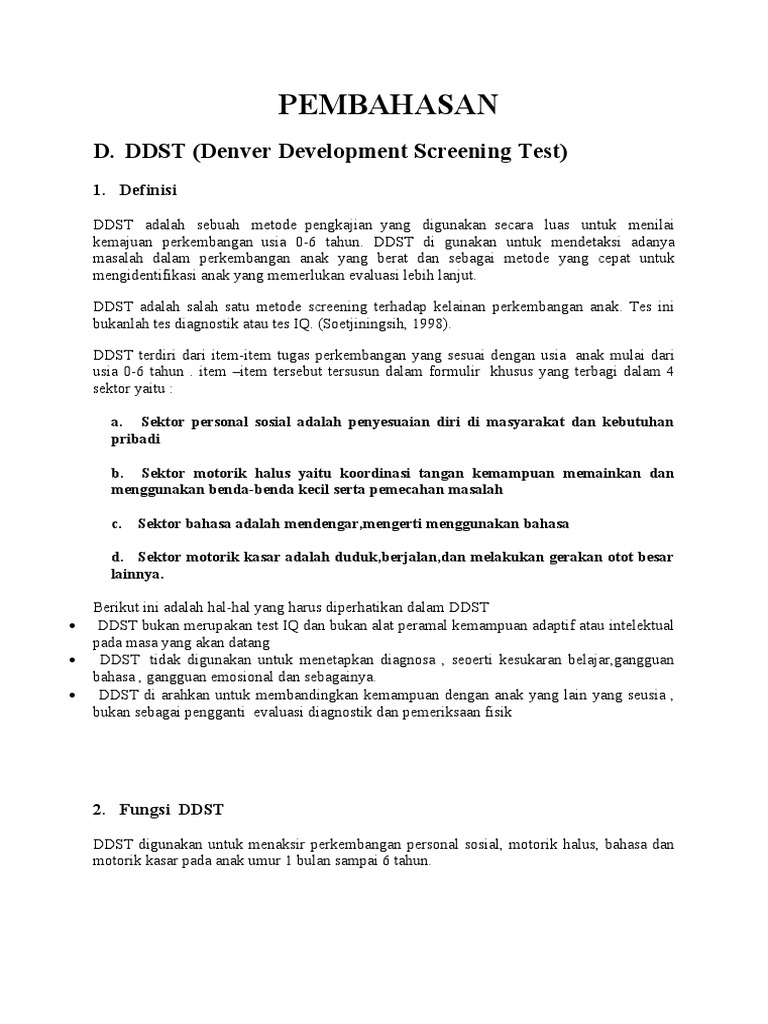 Pembahasan DDST Dan KPSP | PDF