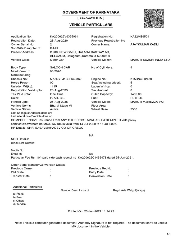 Government of Karnataka: (Belagavi Rto) | PDF | Motor Vehicle | Motor ...