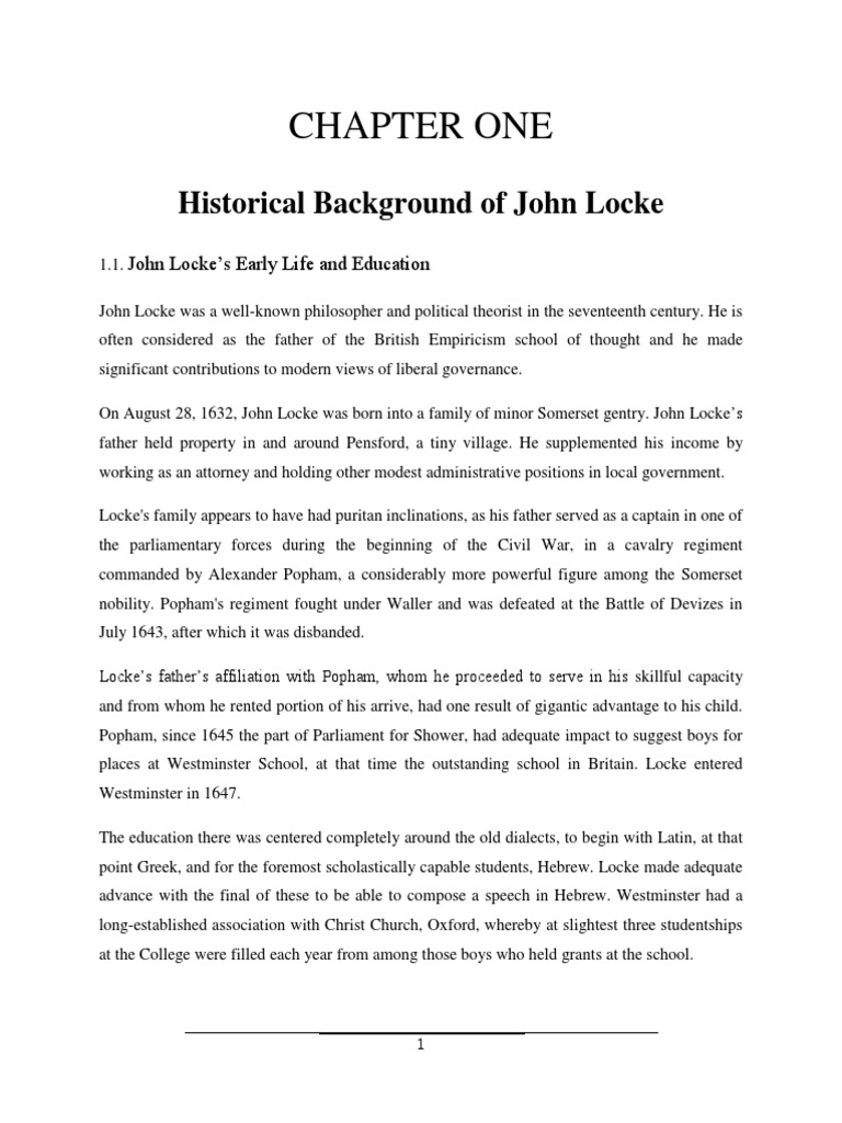 Chapter One: Historical Background of John Locke | PDF | Idea | John Locke