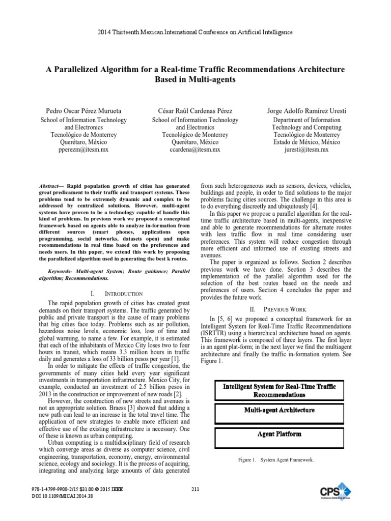 Parallelized Algorithm For A Real Time Traffic Recommendations Pdf Computing
