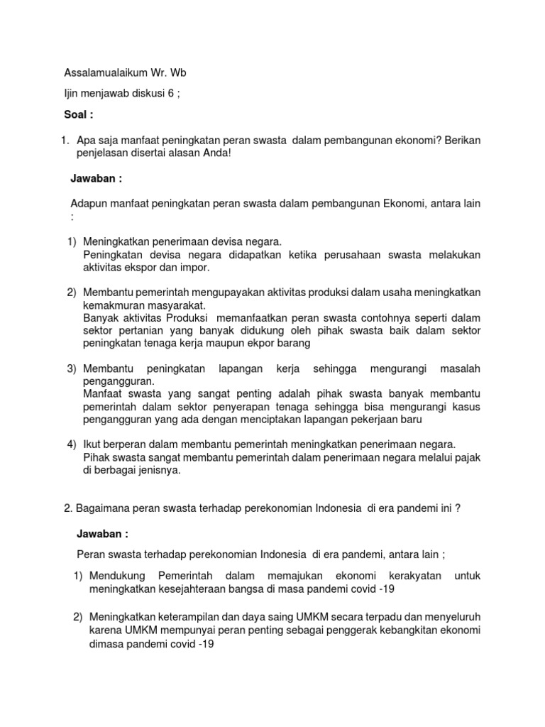 Diskusi 6 Sistem Ekonomi Indonesia Pdf 