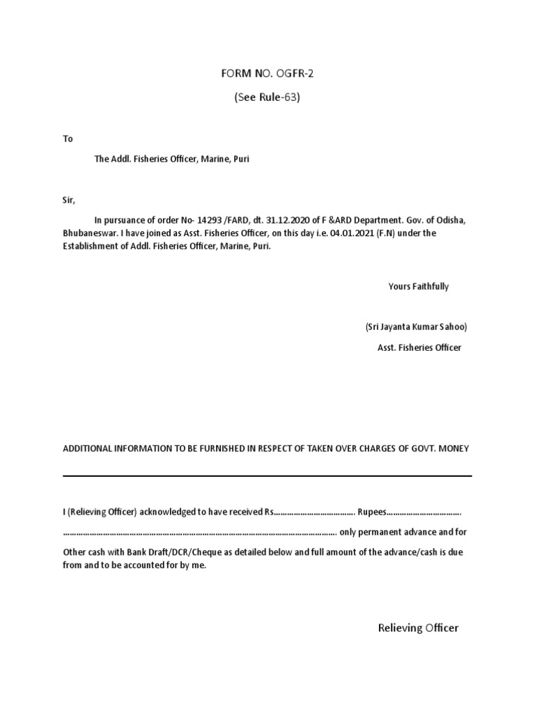 Form No. Ogfr-2 (See Rule-63) | PDF