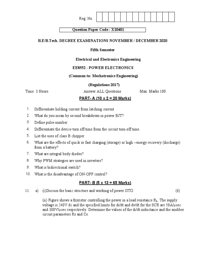Analysis of Power Electronics Exam Questions Focusing on Thyristors ...