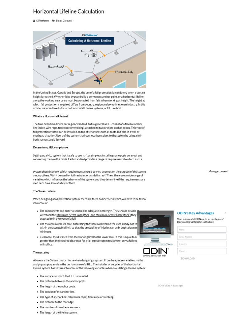 Horizontal Lifeline Calculation - XSPlatforms | PDF