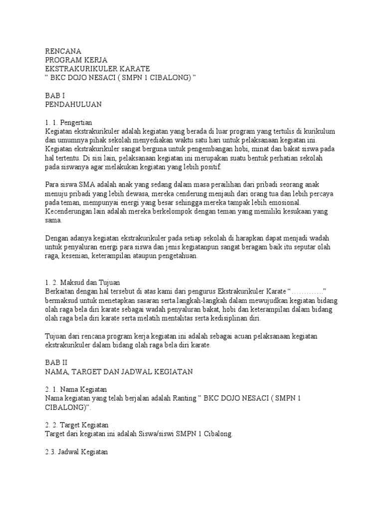 Program Kerja Karate | PDF