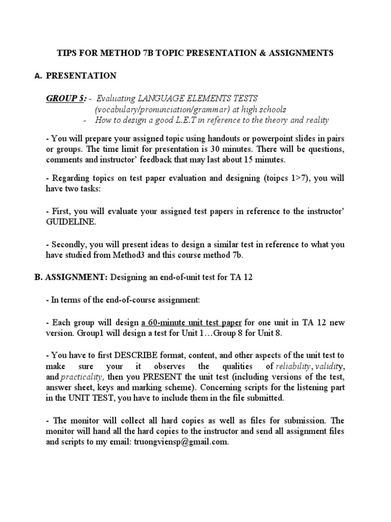 Method 7B - Presentation & Assignment | PDF