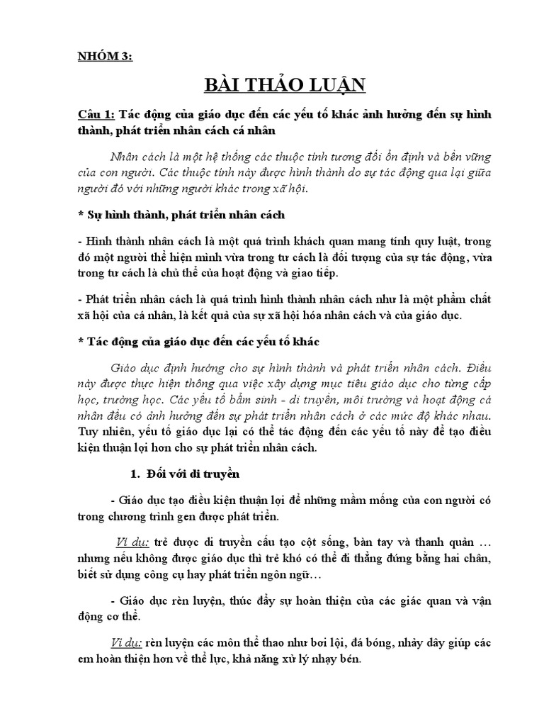 Nhóm 3 - BT Thảo Luận GDH C2 | PDF