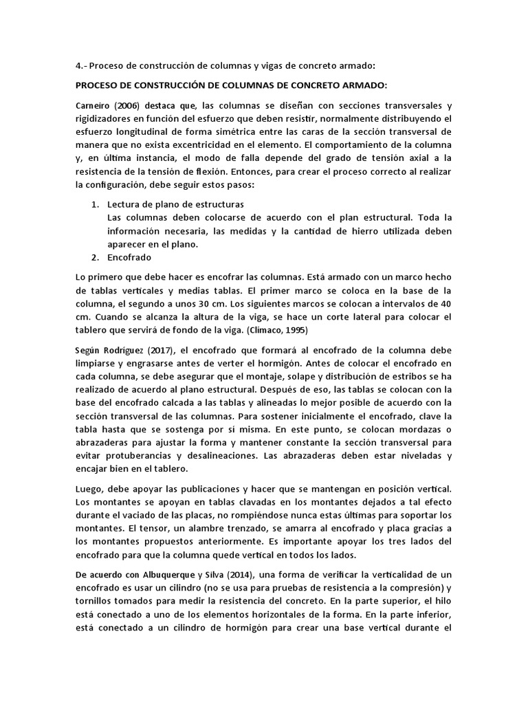 Proceso de Construcción de Columnas y | Descargar gratis PDF | Hormigón ...
