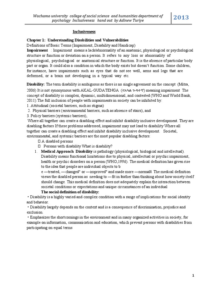 Inclusive Short Note | PDF | Learning Disability | Disability