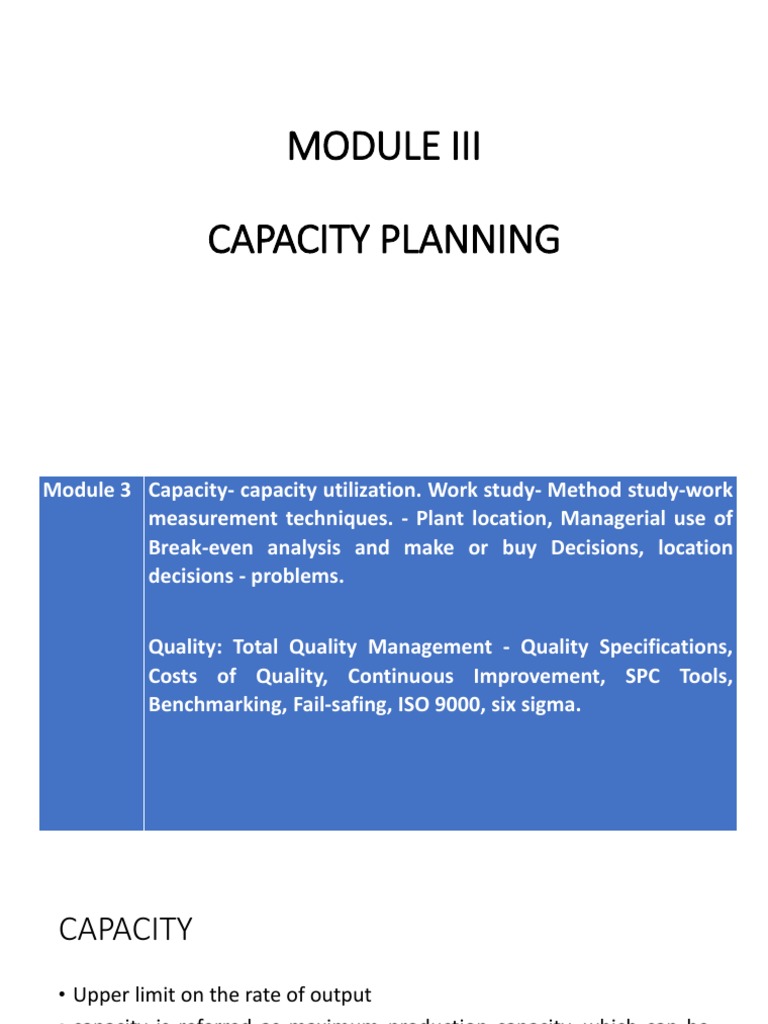 Capacity Planning | PDF | Strategic Management | Business