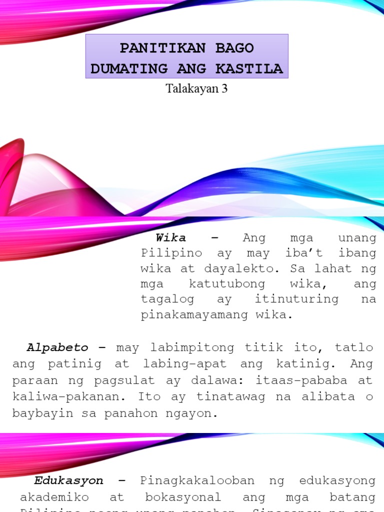 Panitikan Bago Dumating Ang Mga Kastila | PDF