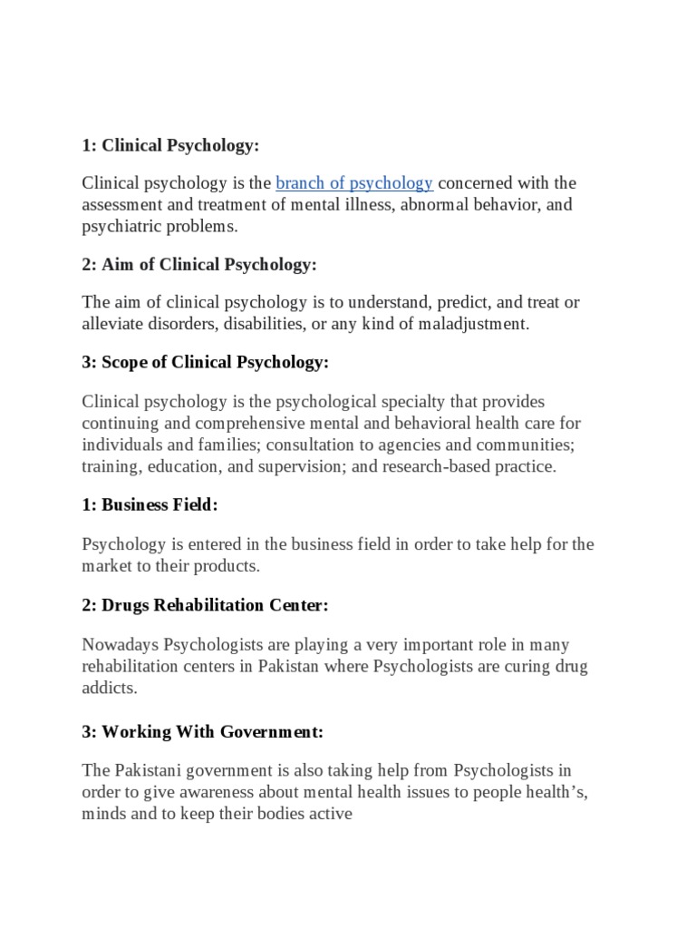 Clinical Psychology | PDF | Psychology | Clinical Psychology