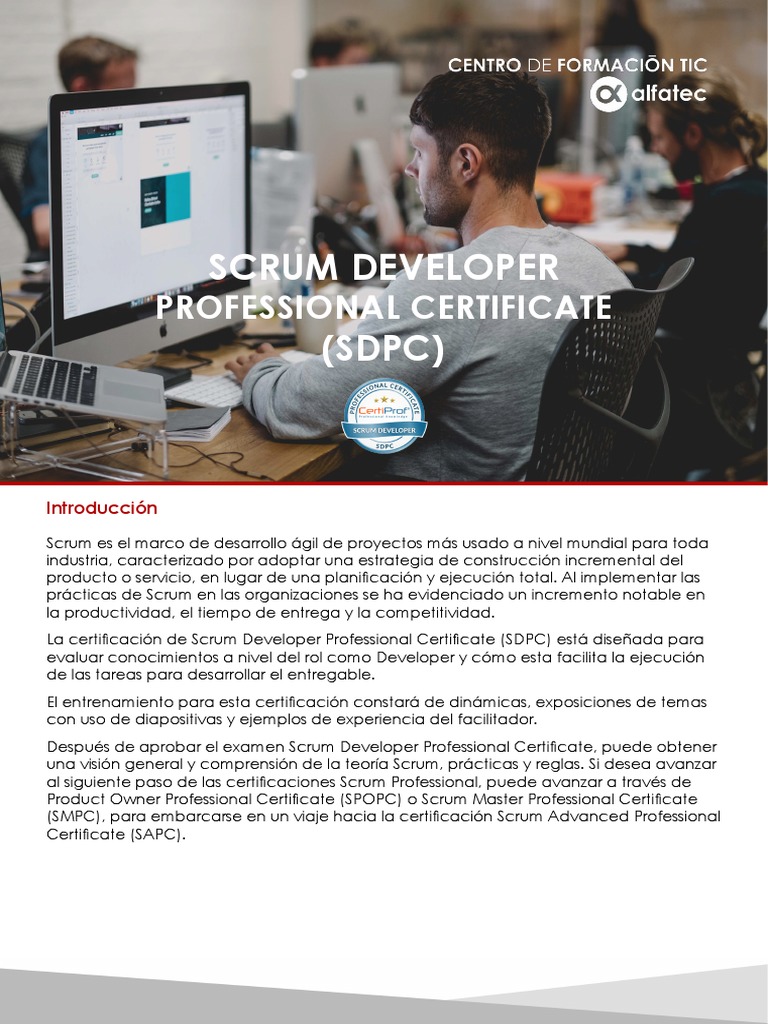Certificación Scrum Developer Professional | PDF | Scrum (desarrollo de software) | Proceso de ...