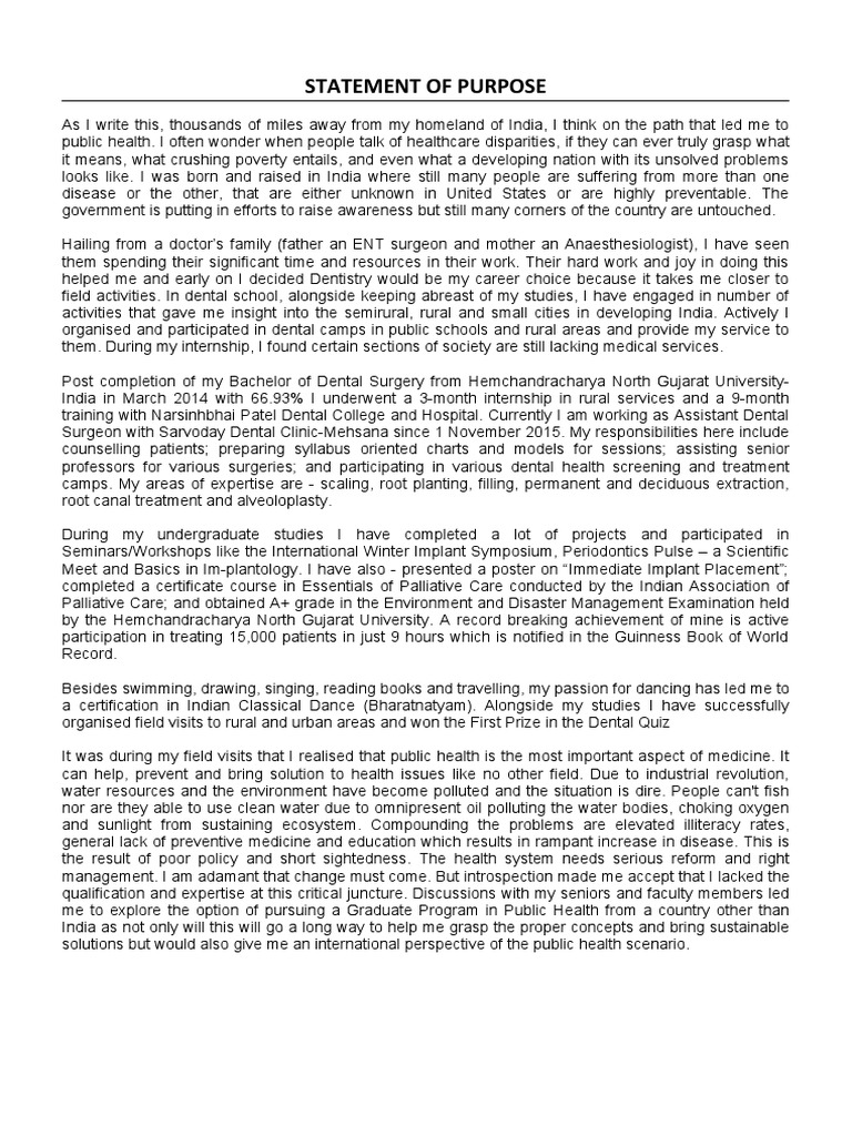 Sop-Mph Sop | PDF | Public Health | Dentistry