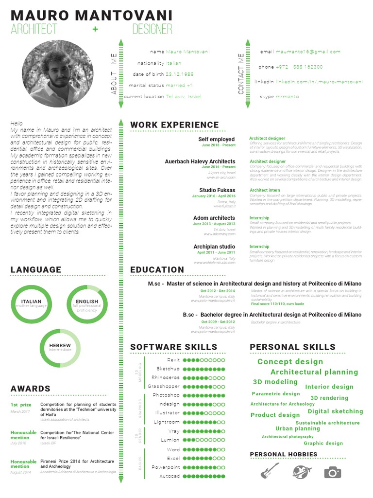 CV Mauro Mantovani 2019 | PDF | 3 D Computer Graphics | Architect