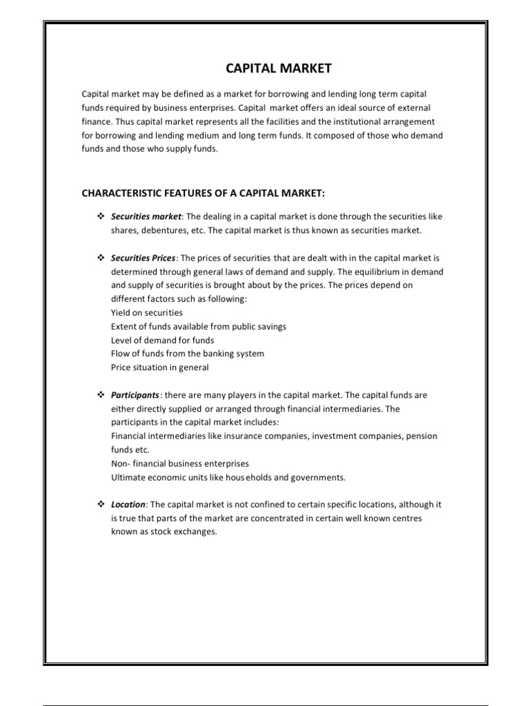 Notes On Capital Market | Download Free PDF | Securities (Finance ...