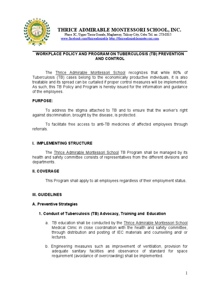 TB Workplace Policy Program | PDF | Employment | Tuberculosis