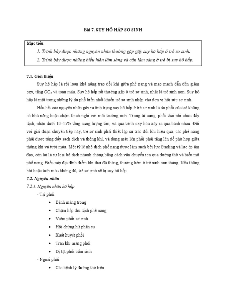 Bai 7. Suy Ho Hap So Sinh | PDF