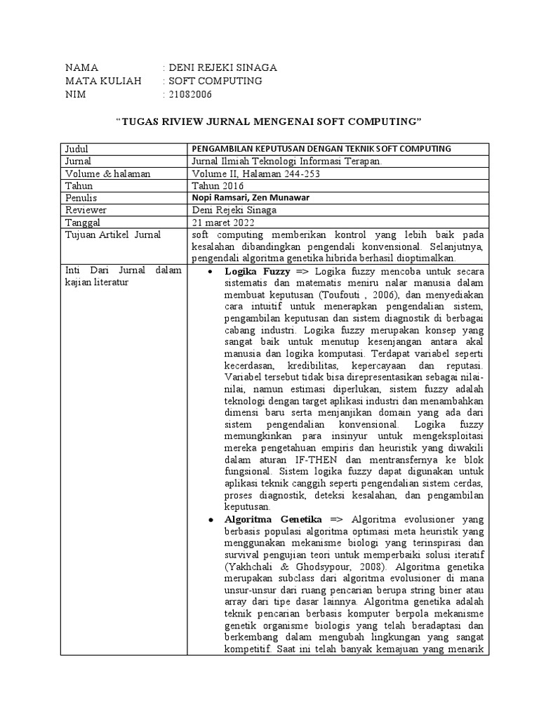 Jurnal Soft Computing | PDF