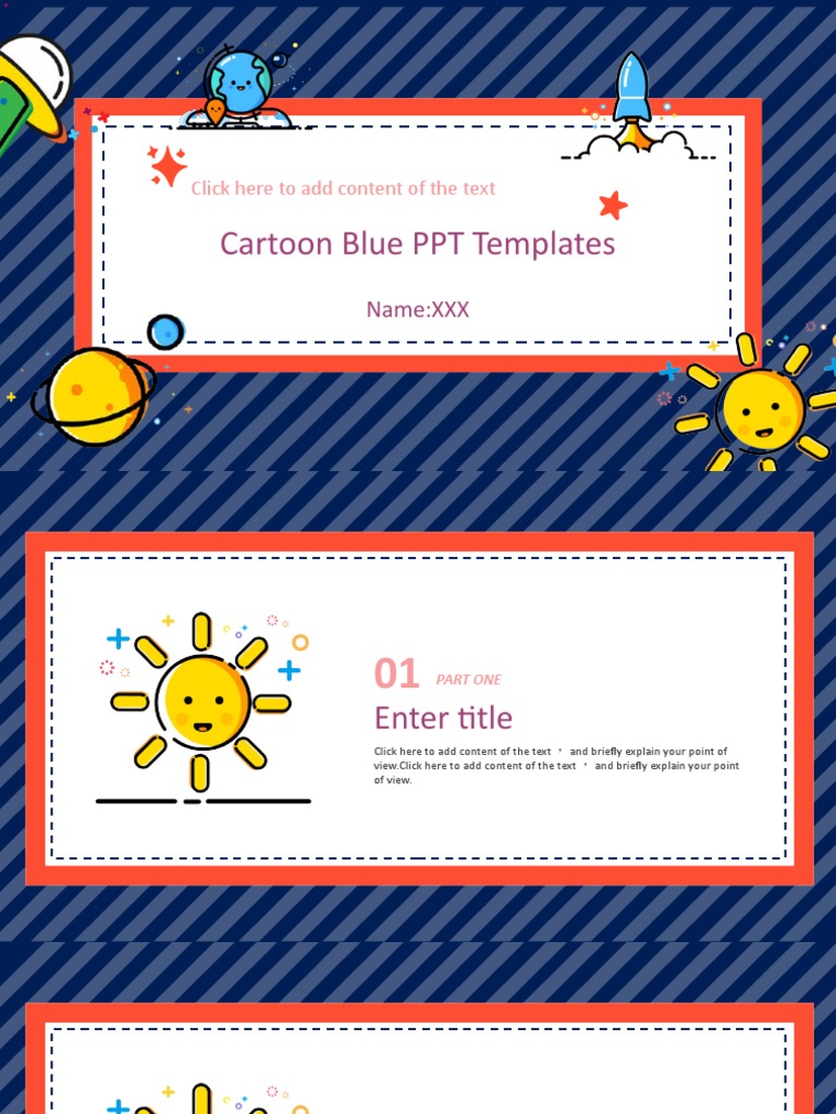 Cartoon Blue PPT Templates: Name:XXX | PDF | Career & Growth