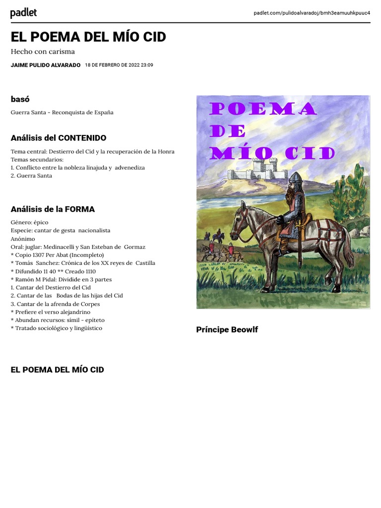 padlet-EL POEMA DEL MIO CID | PDF