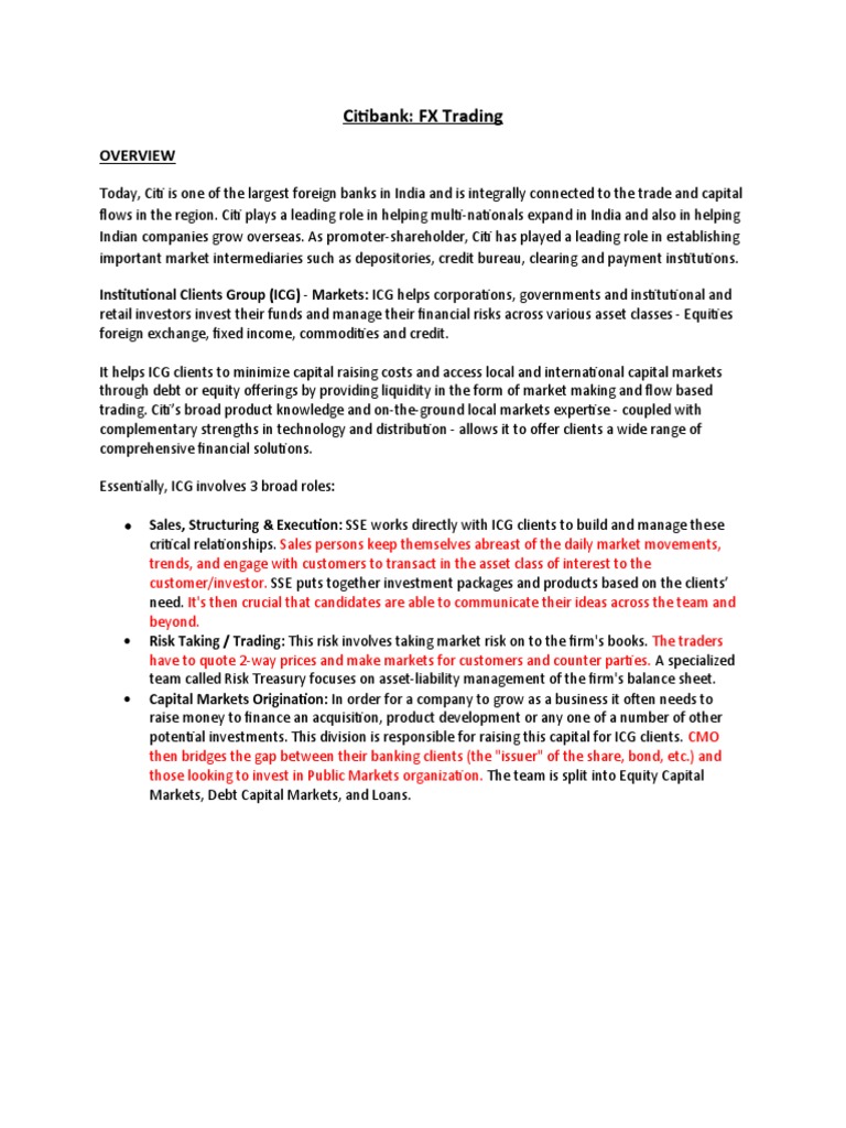 Citibank FX Trading Overview | PDF | Citigroup | Foreign Exchange Market