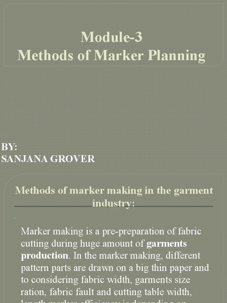 Marker Making Methods in Garment Industry | PDF | Paper | Clothing