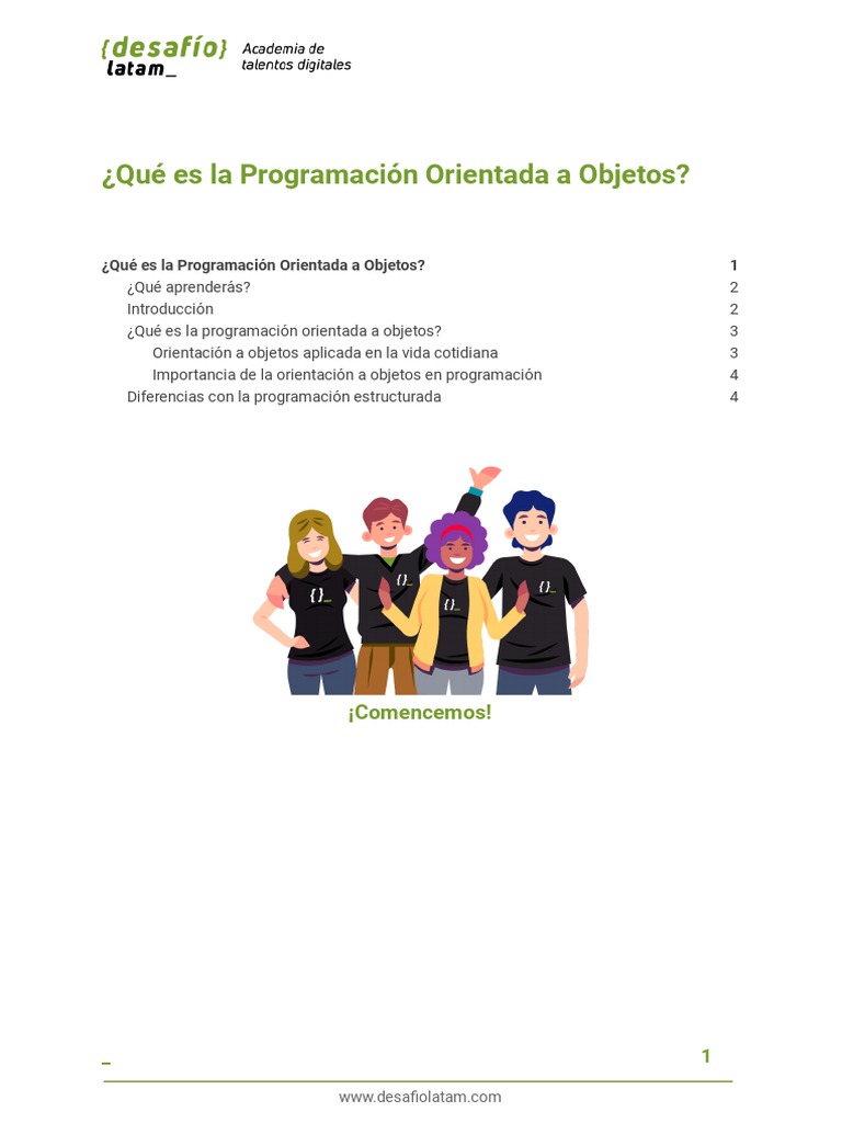 Lectura 1 Qué Es La Programación Orientada A Objetos Pdf Objeto Informática