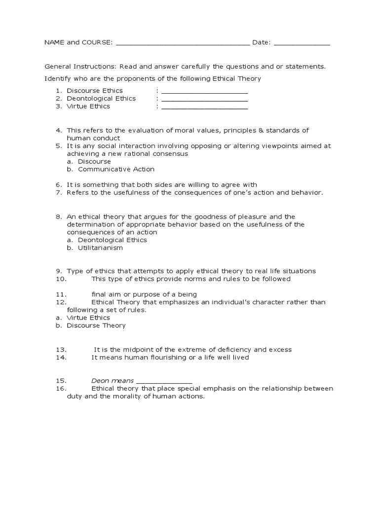 Online Quiz Ethics | PDF | Virtue Ethics | Morality