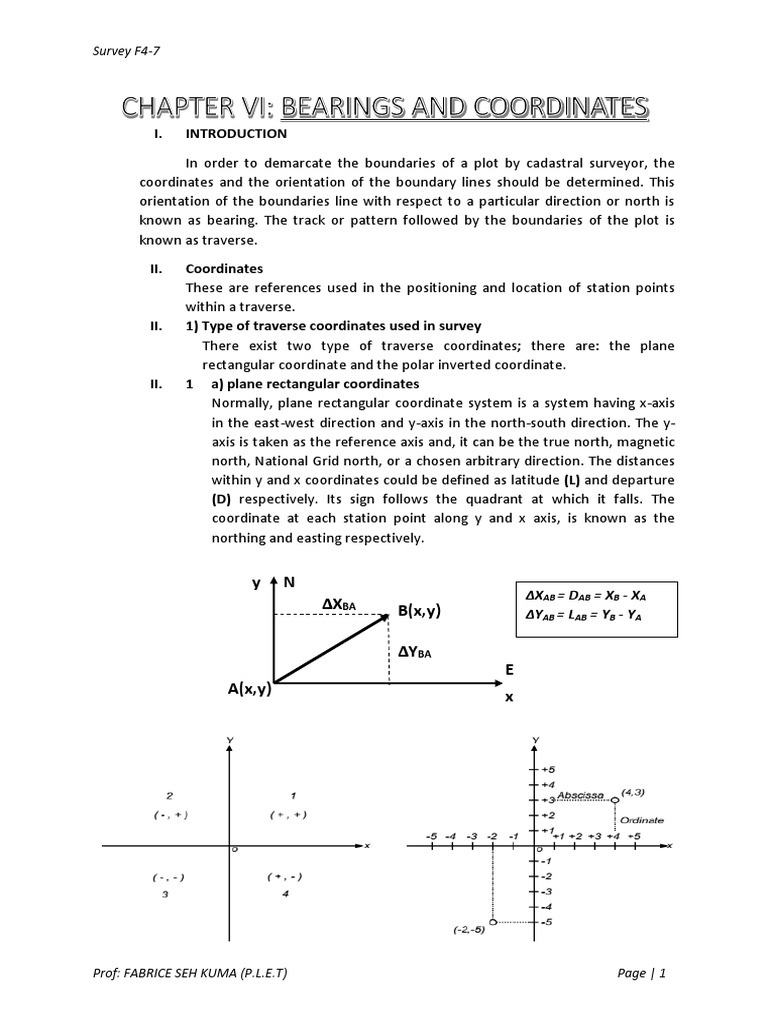 Chap Vii Bearings and Coordinates 1 | PDF | Cartesian Coordinate System ...