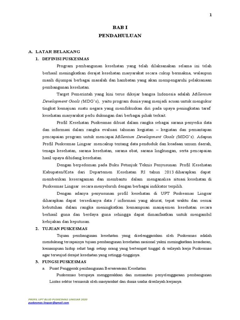 Isi Profil PKM Lingsar 2020 | PDF | Pengembangan Diri | Kesehatan Holistik