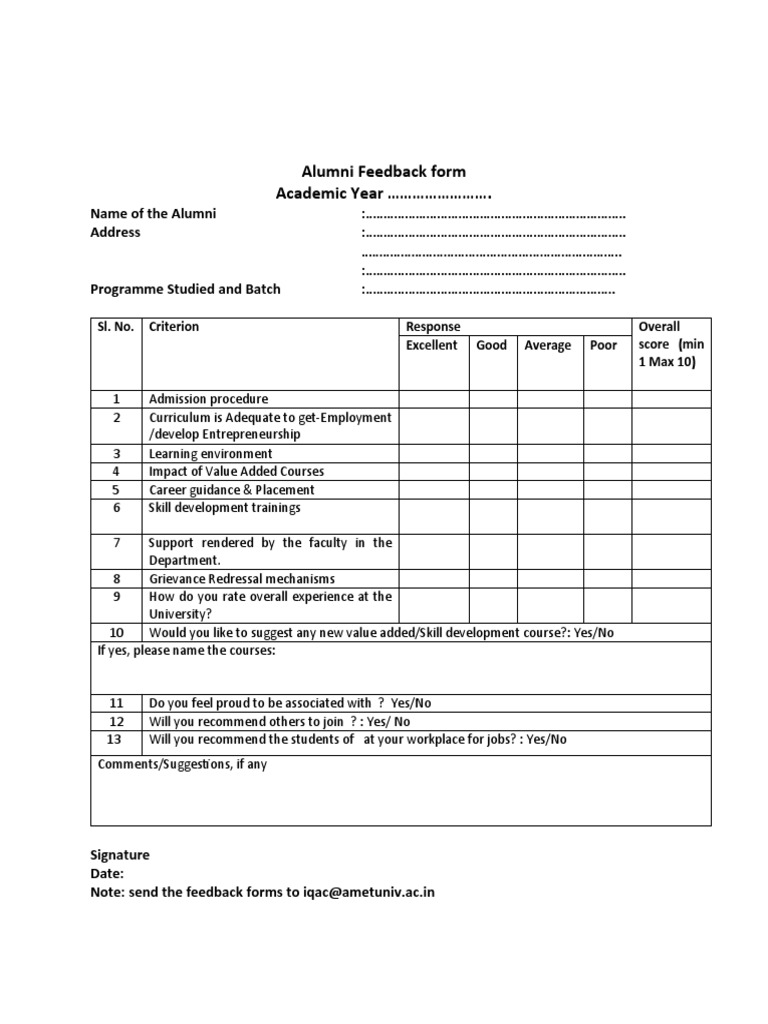 Alumni Feedback Model PDF