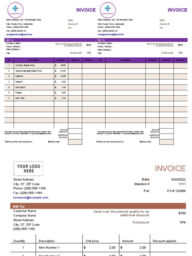 Invoice Invoice: Date: Date: Invoice # Invoice # For For | PDF ...